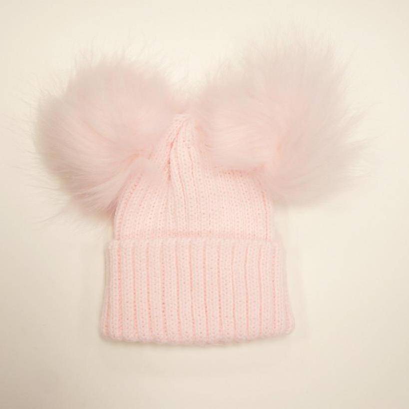 Luxury Pink Double Baby Pompom Hat – Roo And Little Boo