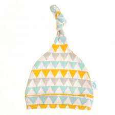 Baby Knotted Hat Gold, Silver and Teal Geo Triangles Baby Hat – Roo And ...